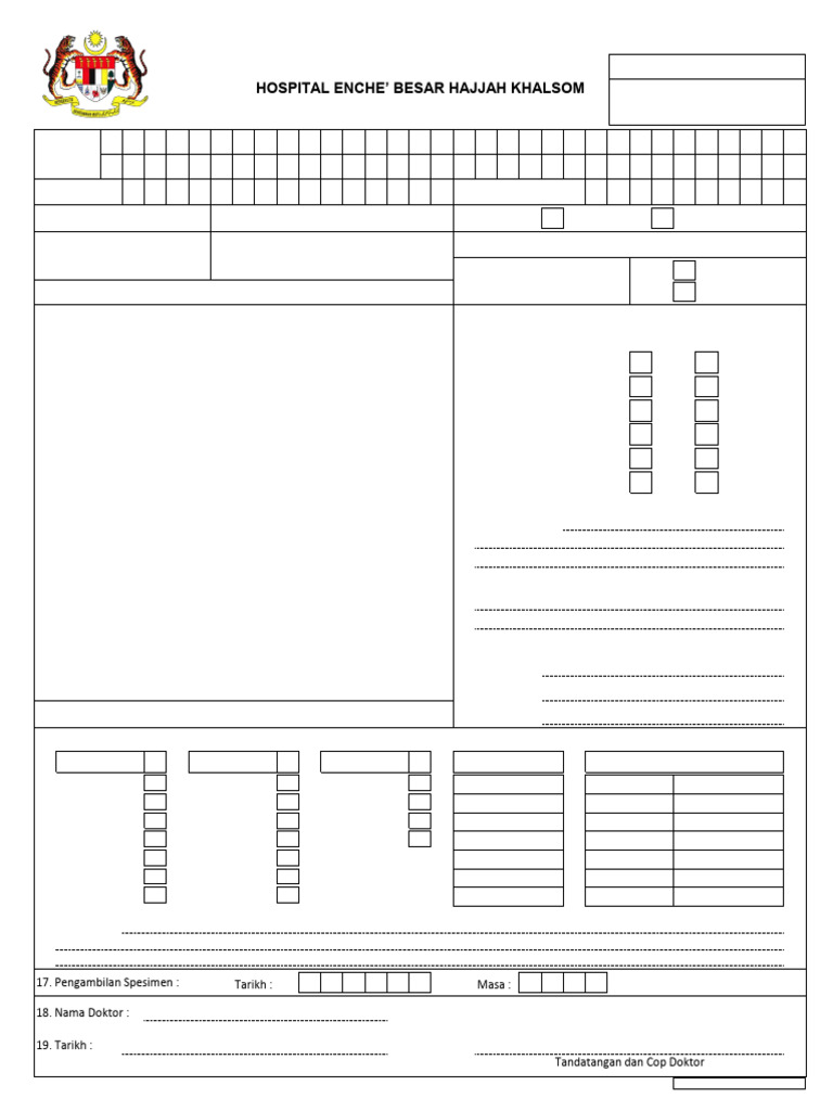 Borang Perkhidmatan Patologi PER - PAT 301 HEBHK - Pind 1-2018 | PDF