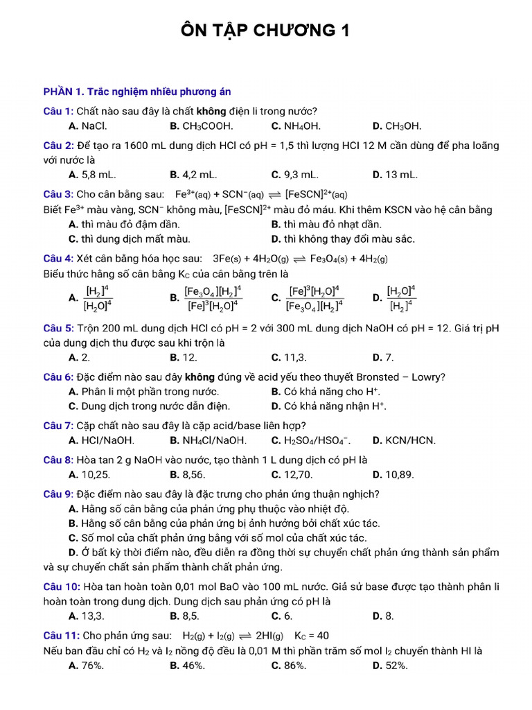 04B. Ôn tập chương 1 | PDF