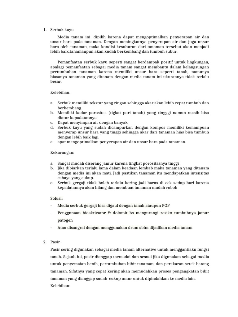 Kelebihan Dan Kekurangan Media Tanam | PDF