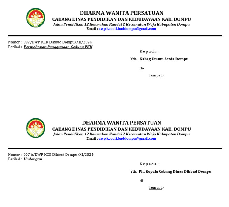 Contoh Amplop DWP | PDF