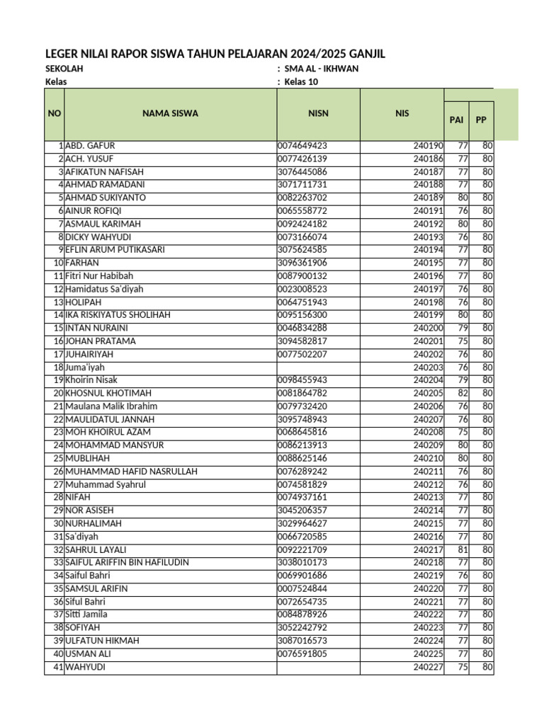 Leger - 20241 - Kelas 10 | PDF