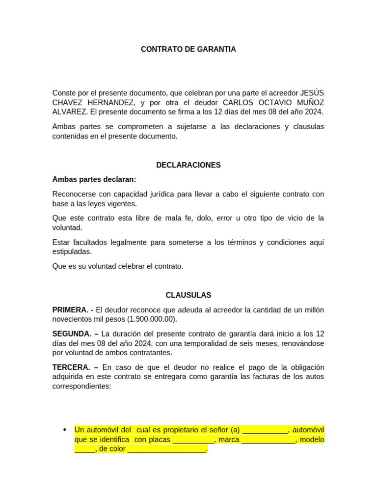 Contrato de Garantia | PDF