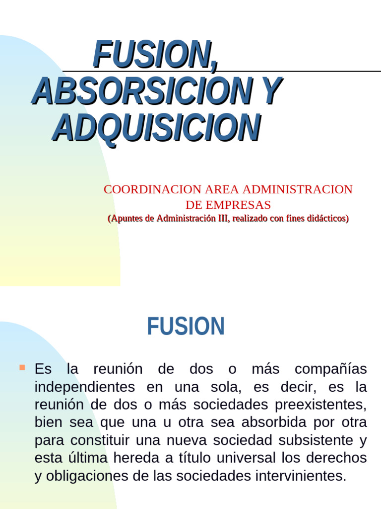 Fuci_n_2c_Absorci_n_y_Adquisici_n | PDF | Business | Sociedad