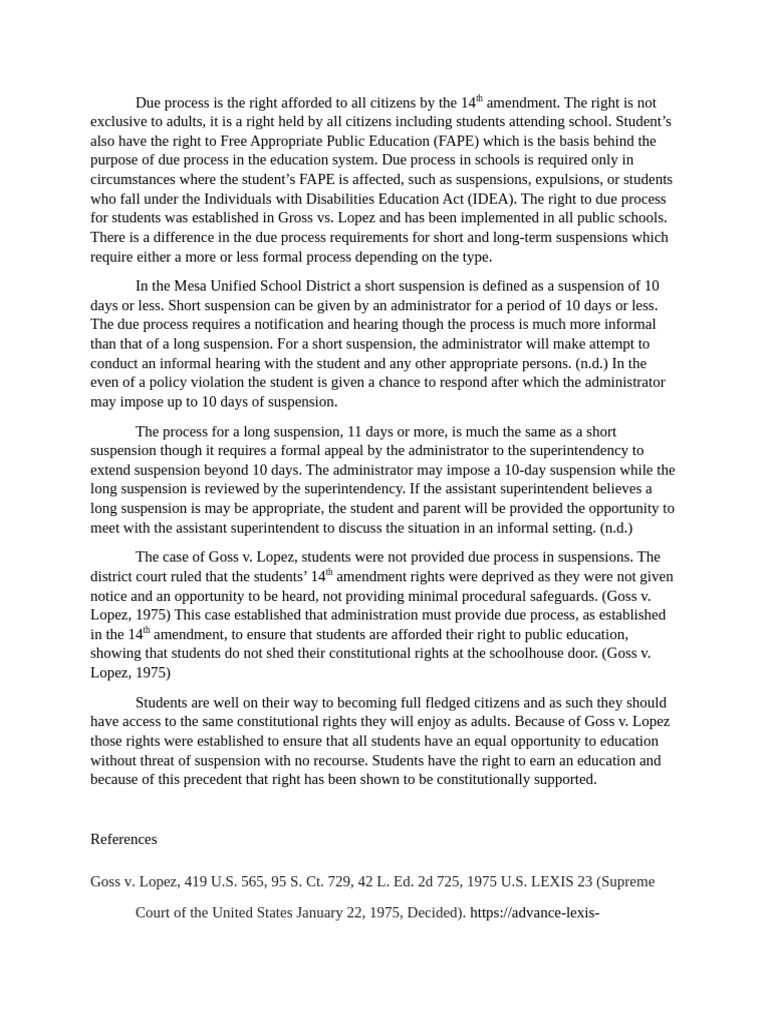 Student discipline and due process | PDF | Fourteenth Amendment To The ...