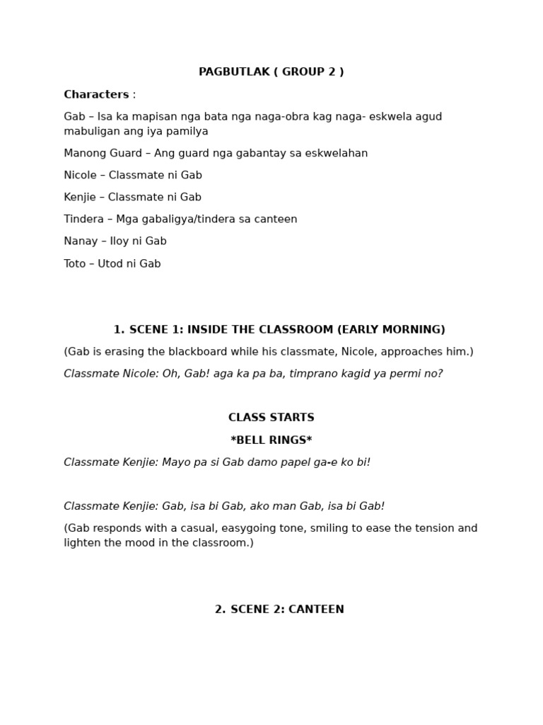 HUMSS 12 - B GROUP 2 SCRIPT | PDF