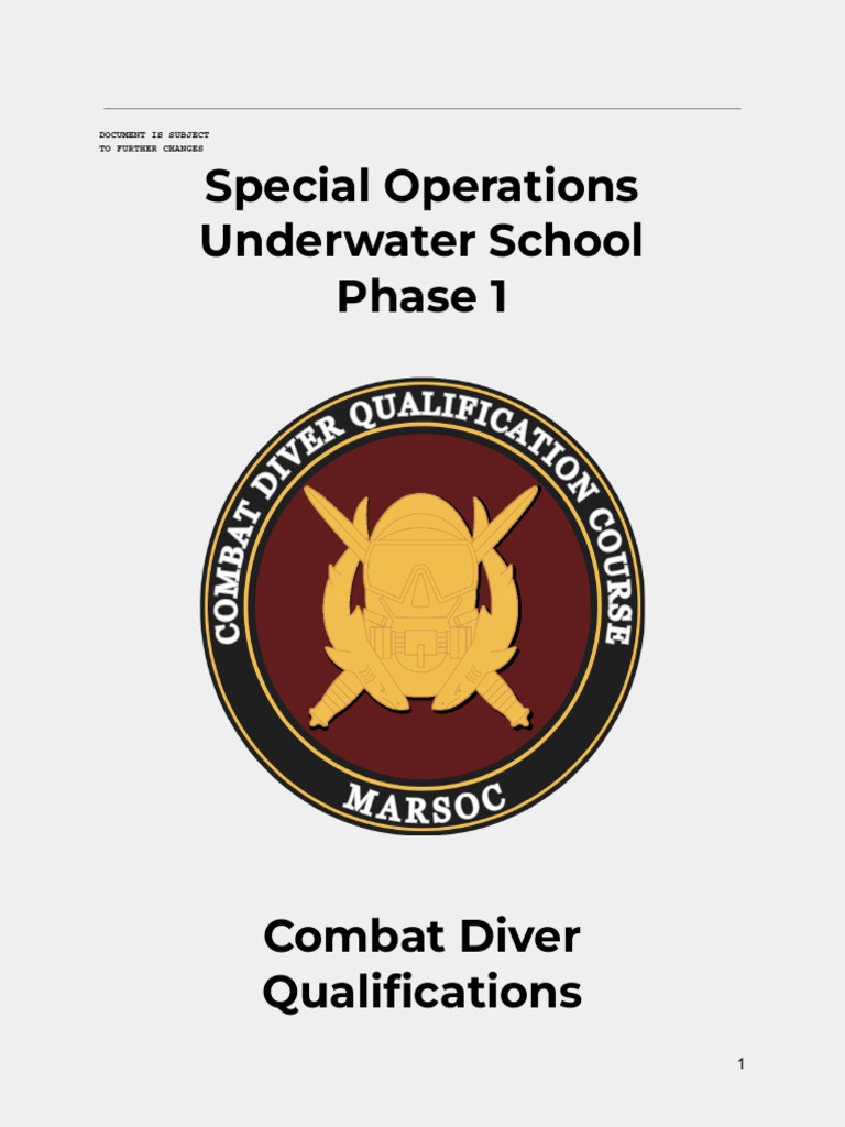 MARSOC - Special Operations Underwater School | PDF | Scuba Diving ...