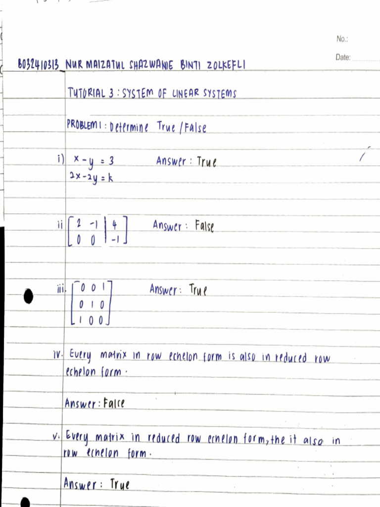 Linear Algebra Problem Set | PDF