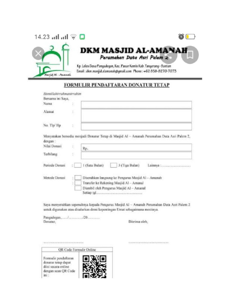 Contoh Form Donatur Tetap | PDF