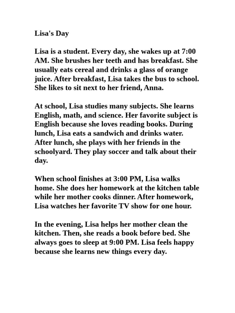 Lisa a Simple Present Story | PDF