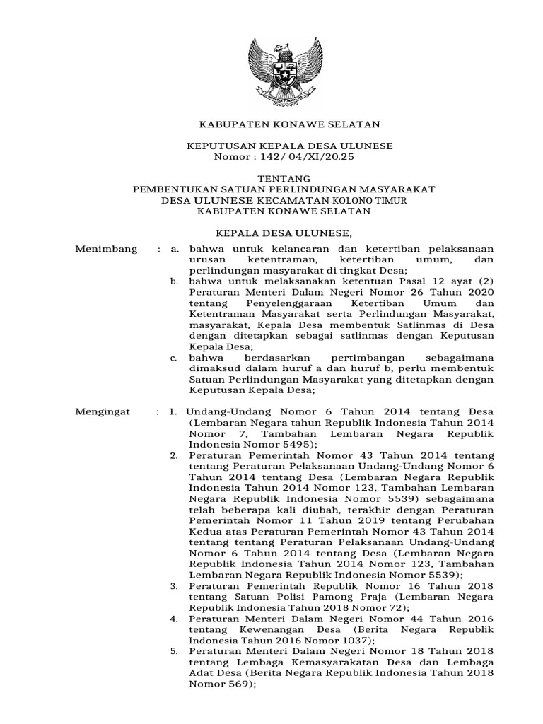 SK Linmas Desa 2025 | PDF