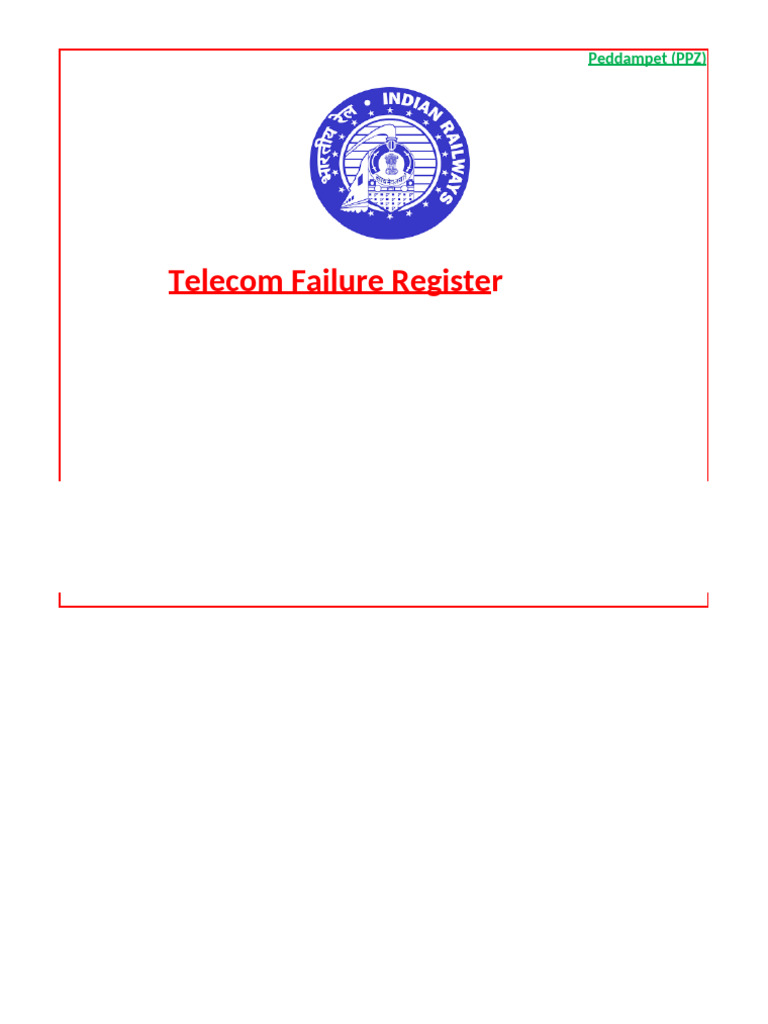 Telecom Failure Register: Peddampet (PPZ) | PDF