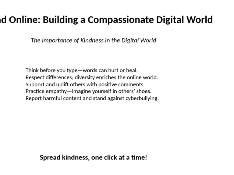 Kindness in the Digital World | PDF
