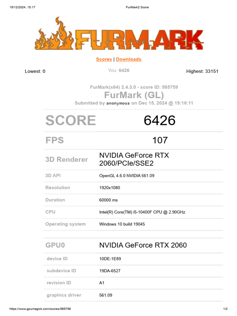 FurMark2 Score | PDF