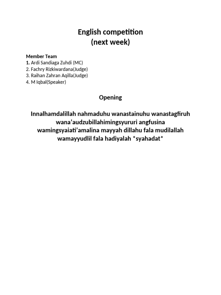 English Competition | PDF