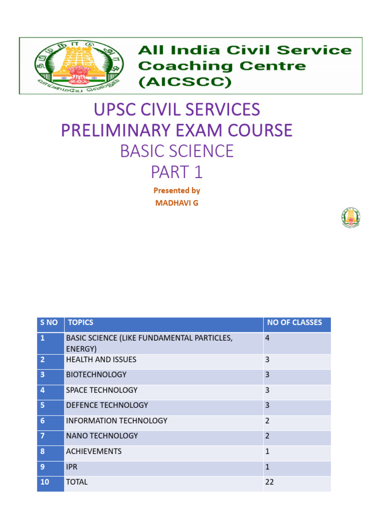 UPSC Basic Science Prelims Course Outline | PDF | Elementary Particle ...