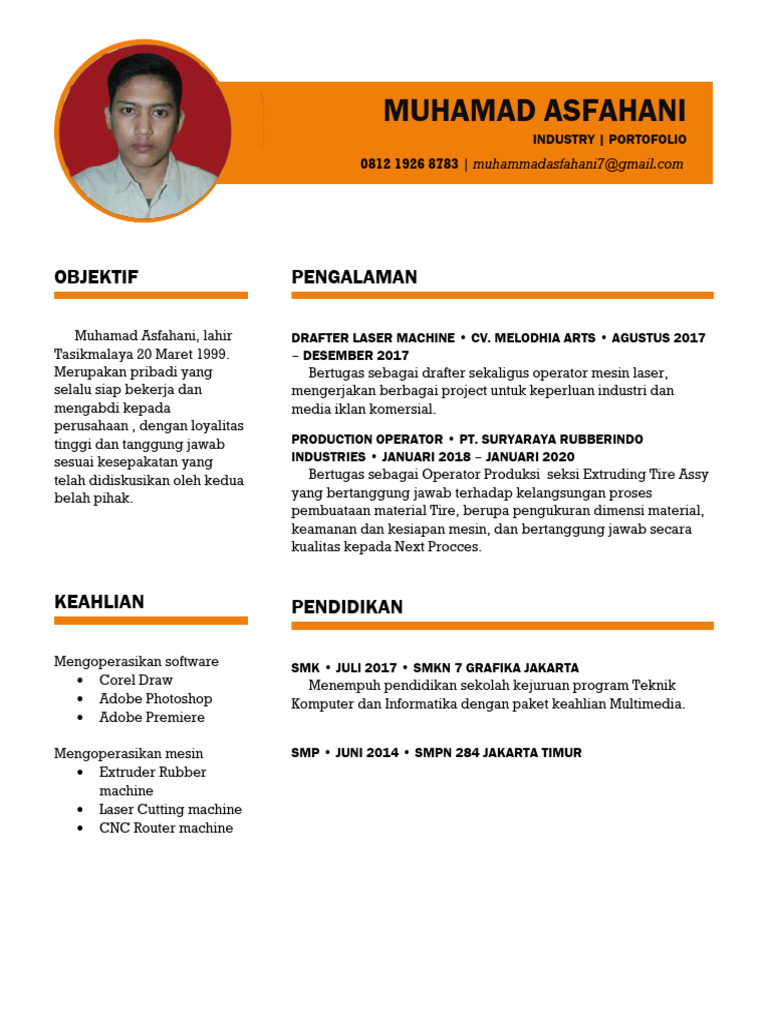 Contoh CV Simpel untuk SMK Grafika | PDF