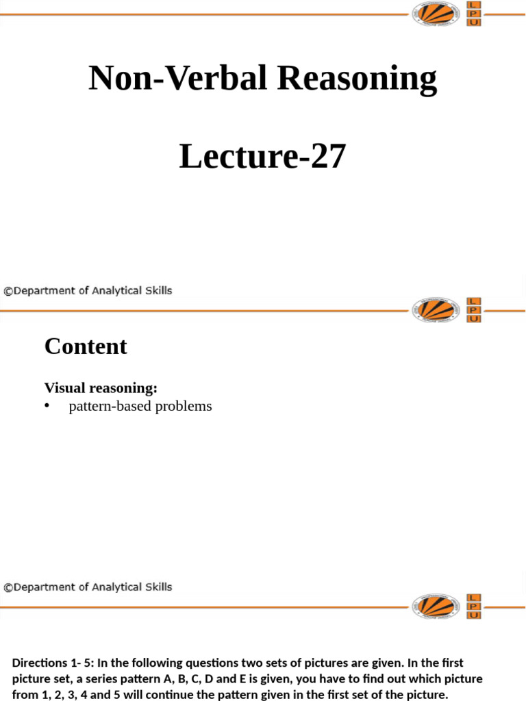 PEA307 L27 Non-Verbal Reasoning | PDF