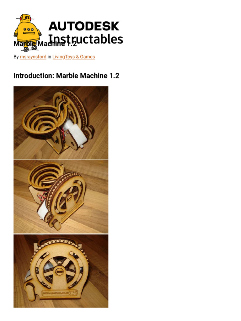 Marble Machine 1.2 - 8 Steps - Instructables | PDF | Gear | Wheel