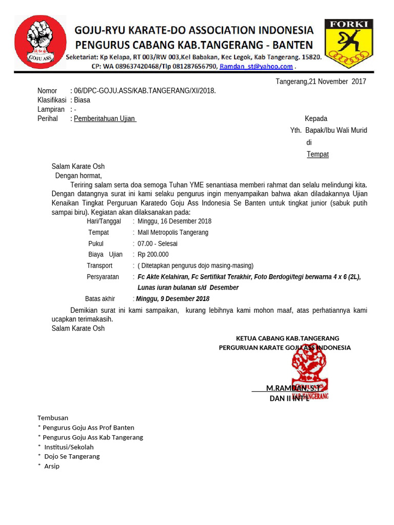 2018 - 06DPC-GOJU - ASSKAB.TANGERANGI2018.Surat Pemberitahuan - 1 | PDF