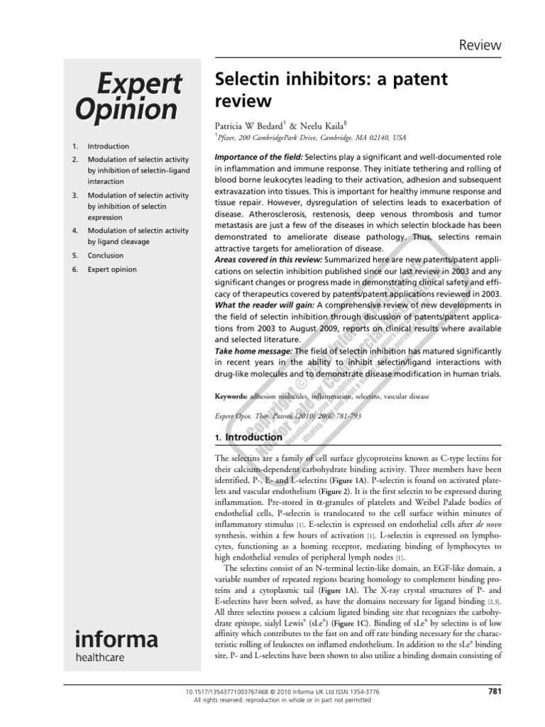 Inibidores de Selectina | PDF | Medical Specialties | Cell Biology