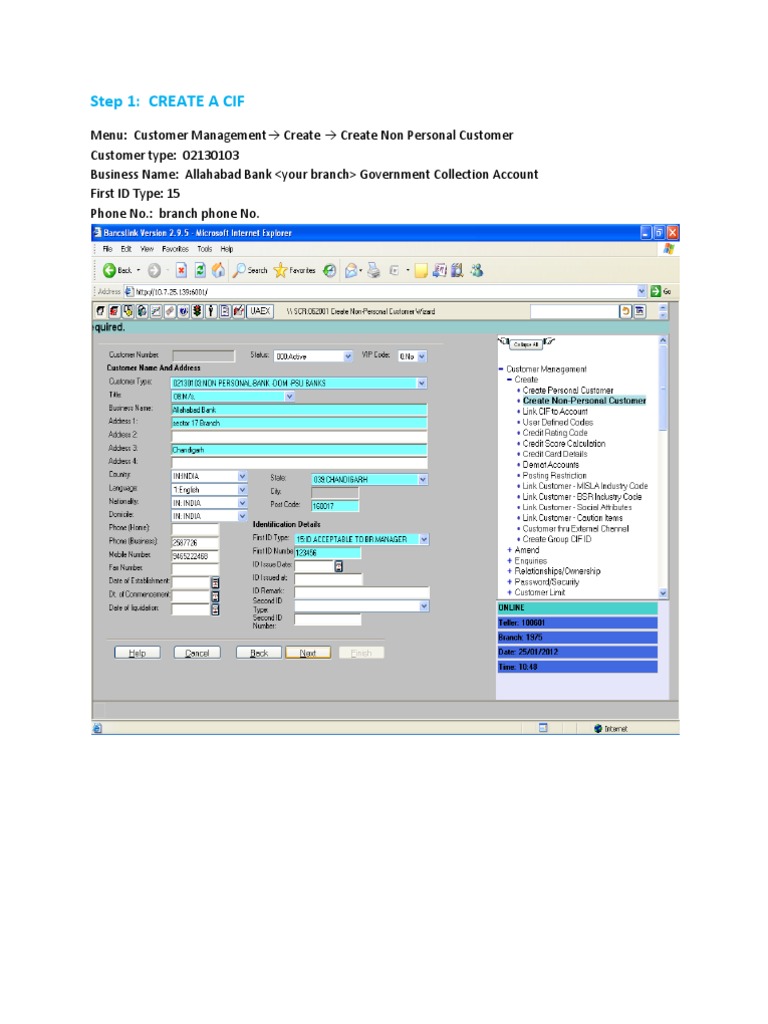 Step 1: Create A Cif | PDF | Finance & Money Management
