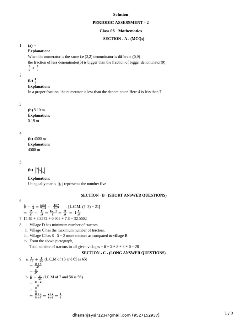 P. A. 2 Class 6 Math 24-25 Answer Key | PDF | Numbers | Lexicology