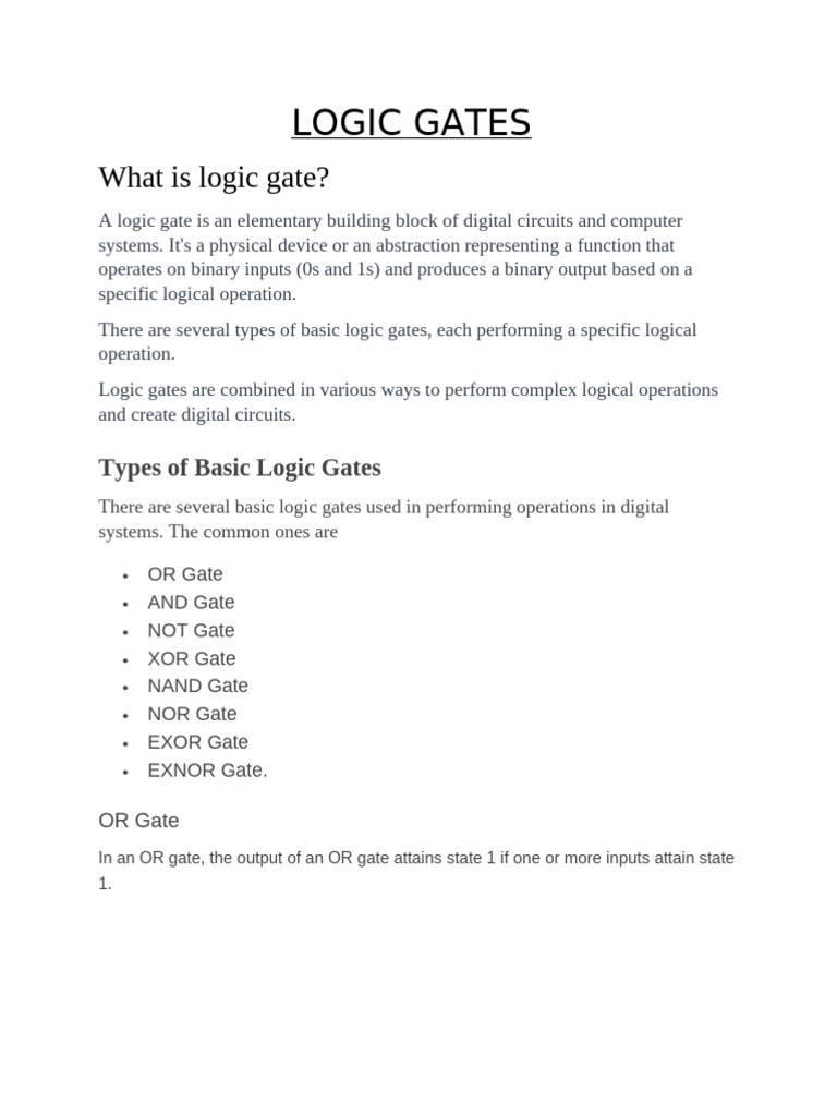 Logic Gates Pdf Logic Gate Digital Electronics