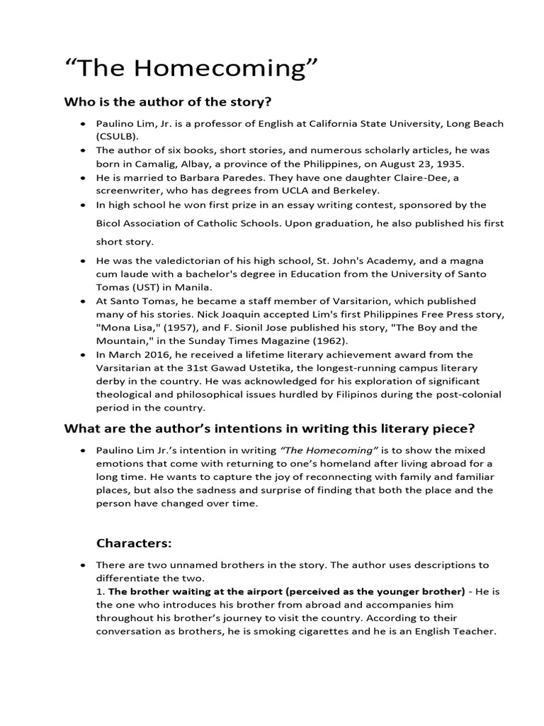 The-Homecoming | PDF | Psychology | Behavioural Sciences