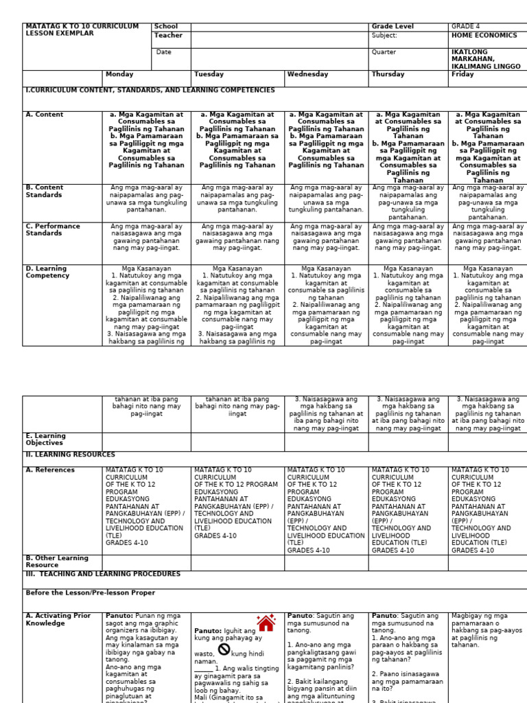 Grade 4-Q3W5 (Matatag DLL) - Epp | PDF