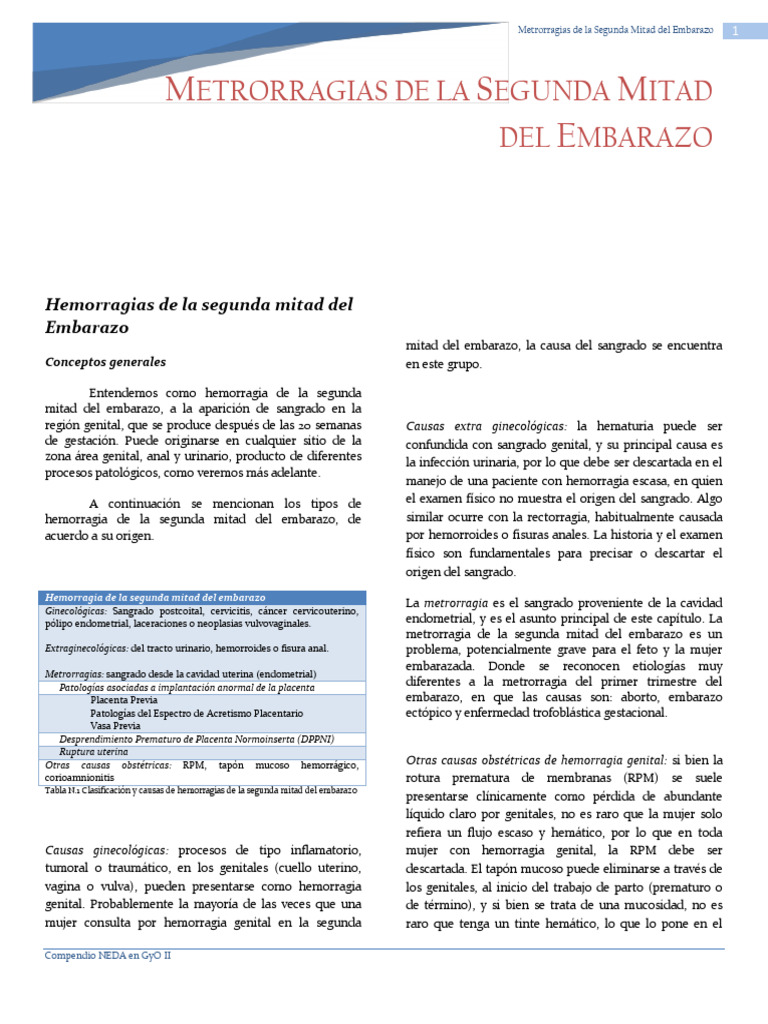 Metrorragias de La Segunda Mitad Del Embarazo | PDF | El embarazo ...