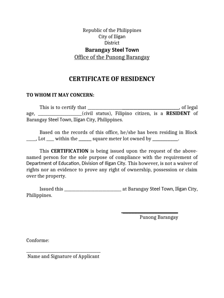 471967403-Certificate-of-Residency | PDF