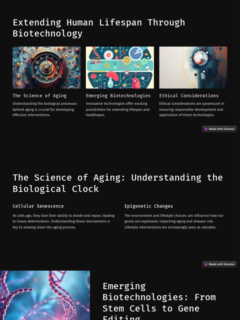 Extending Lifespan with Biotechnology | PDF | Senescence | Longevity