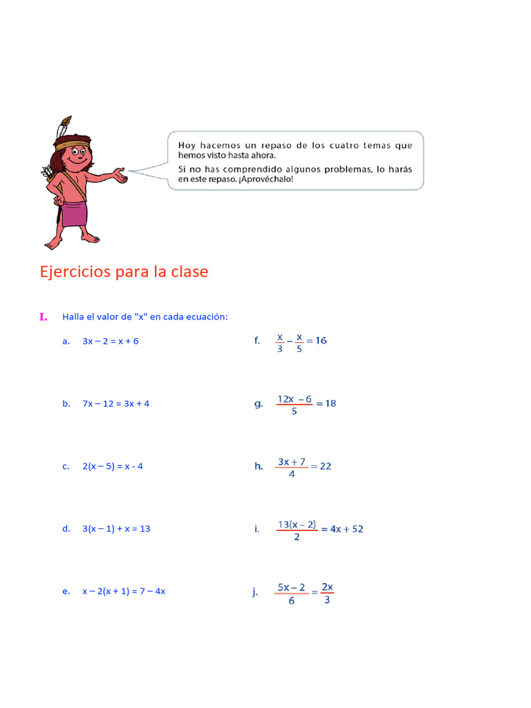 Repaso de Ecuaciones Para Sexto Grado de Primaria | PDF