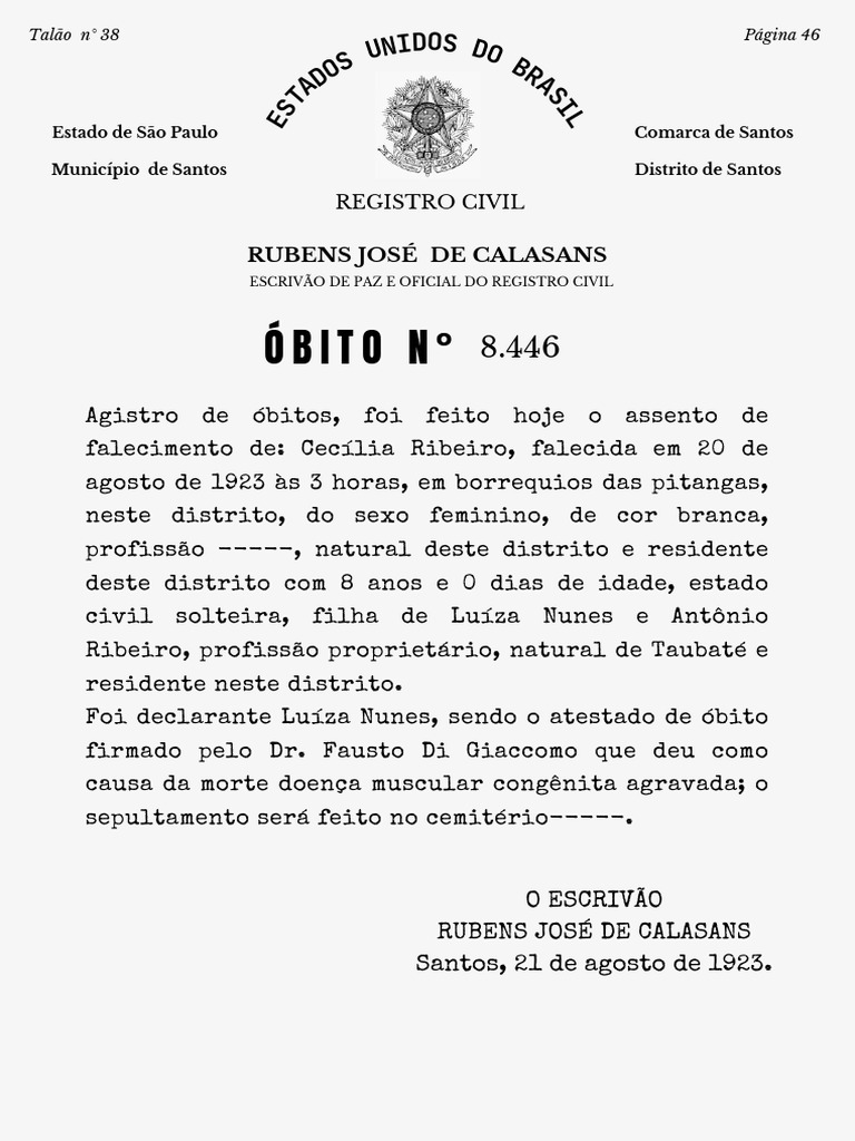 Certidão de Obito Editavel | PDF