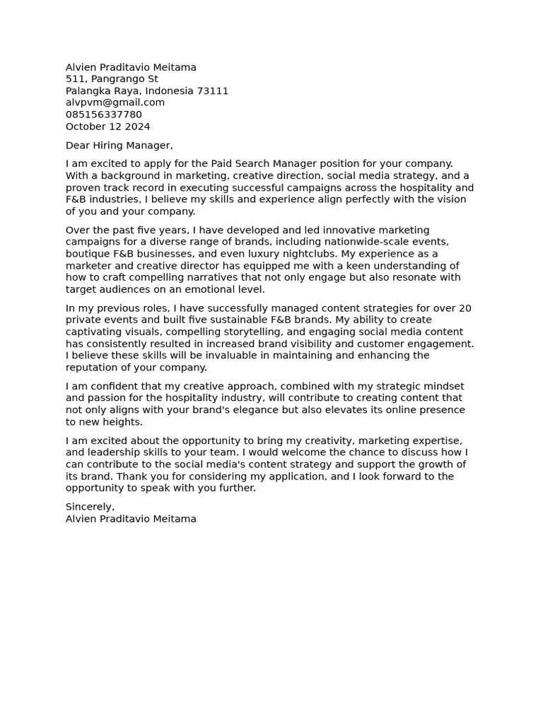 Cover Letter | PDF