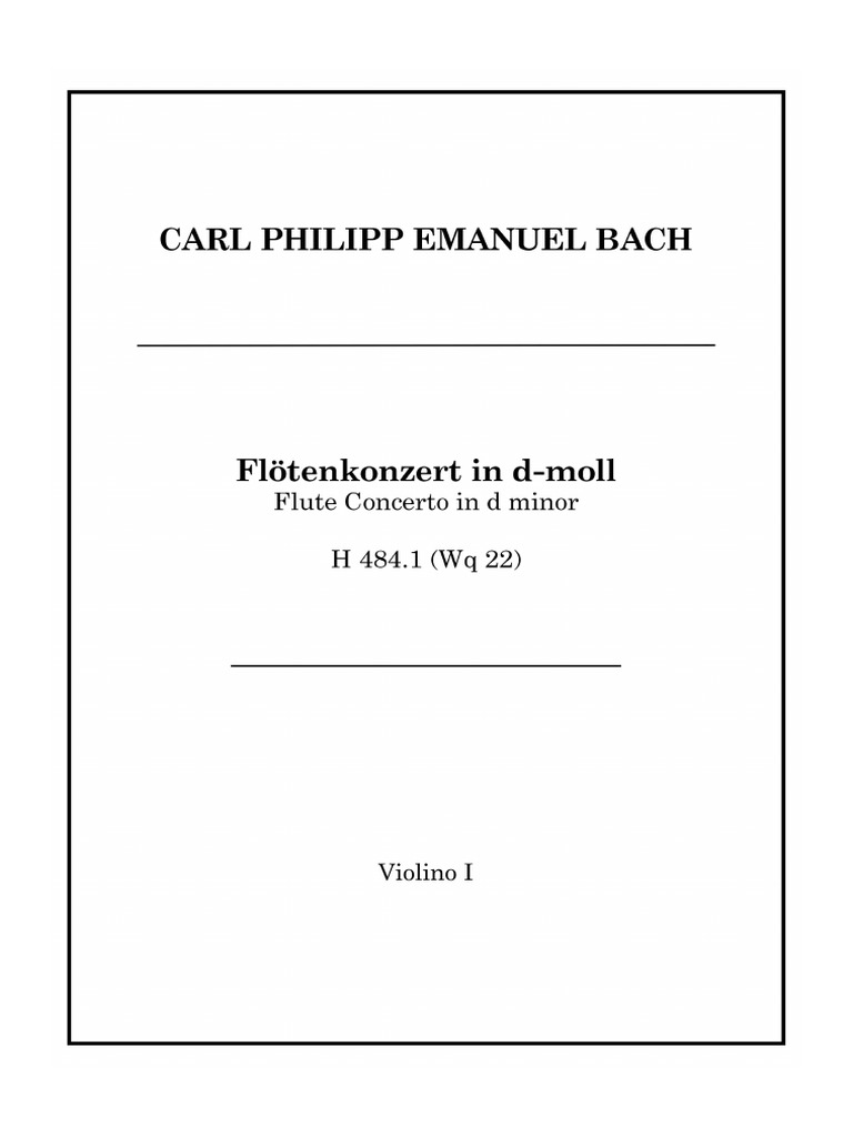IMSLP772452-PMLP558152-03 - C. Ph. E. Bach - Flute Concerto in D Minor - Violino I | PDF