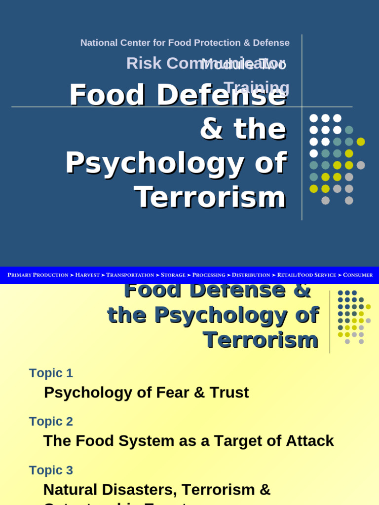 M2 Food Defense 1 20 07 | PDF | Fear | Risk