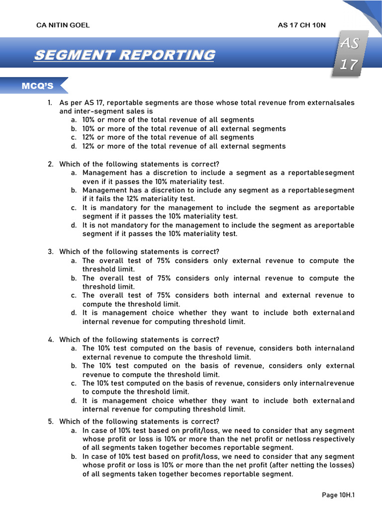 AS 17 Segment Reporting | PDF | Net Income | Expense