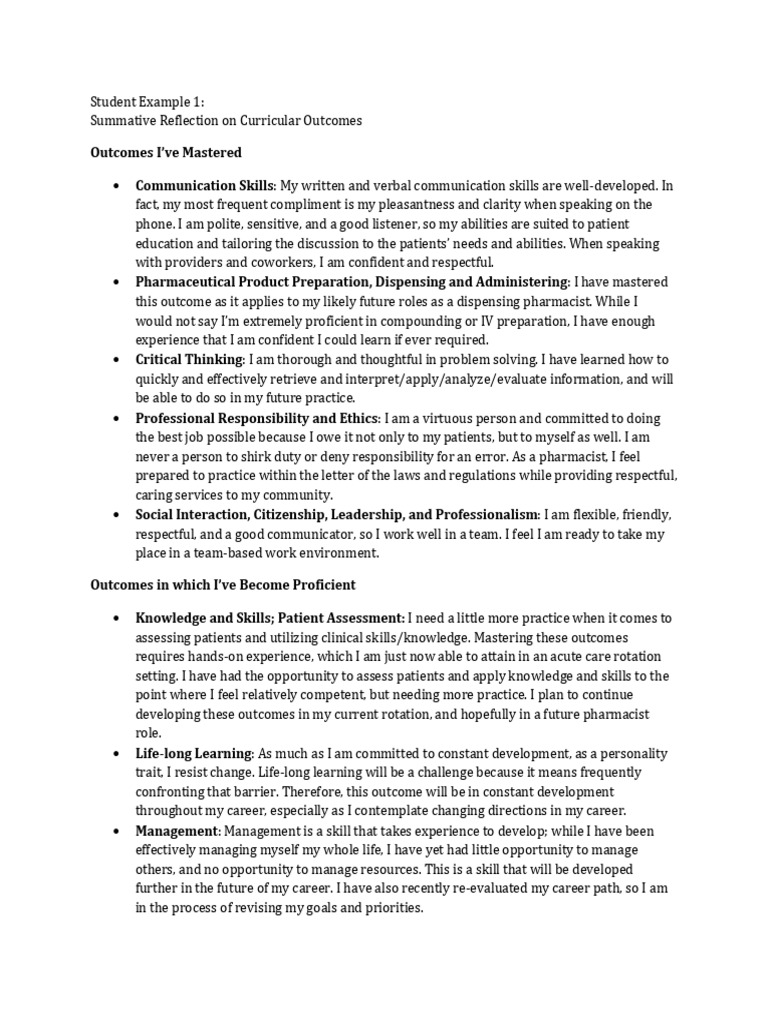 Summative Reflection Doc Example 3 | PDF | Pharmacist | Patient
