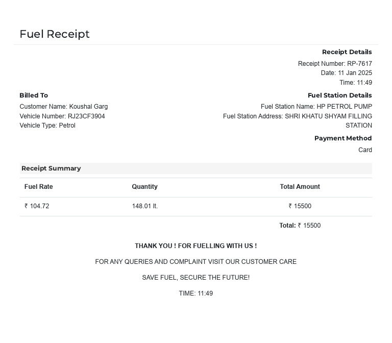 Motorbill for Fuel Purchase | PDF
