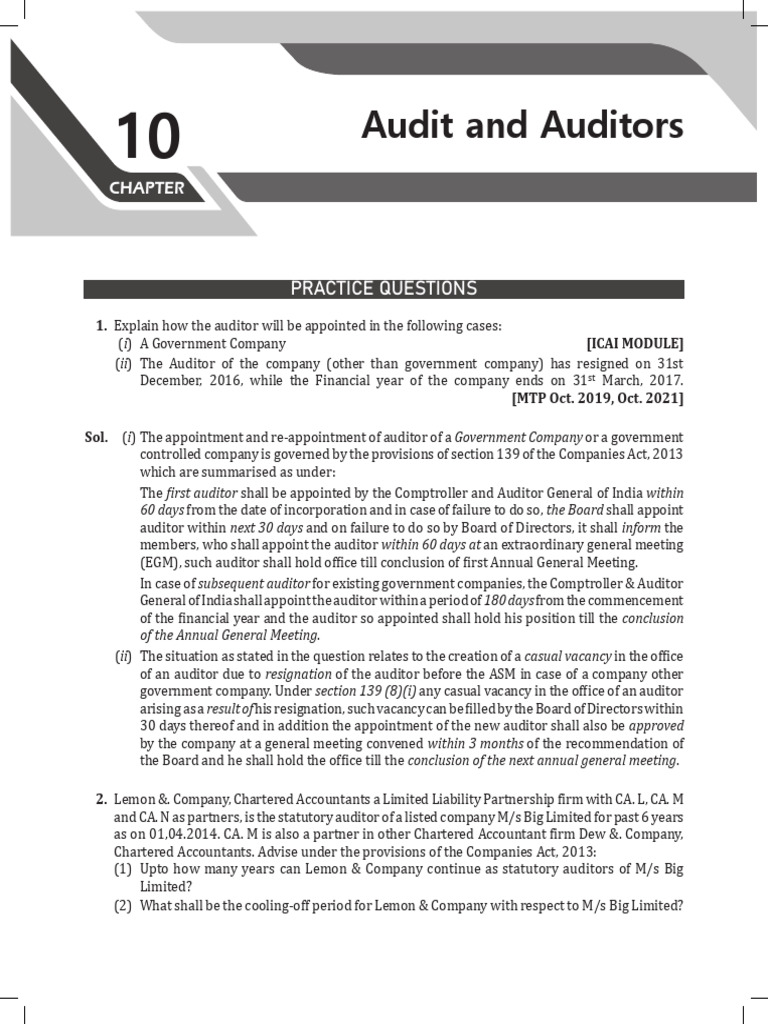 Auditor Appointment Under Companies Act 2013 | PDF | Audit | Limited ...