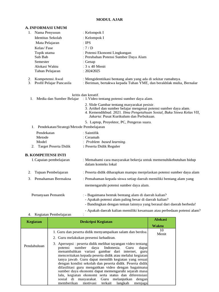 Modul Ajar - Kelompok I | PDF