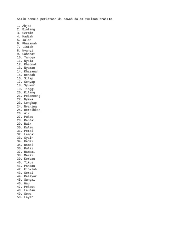 Latihan 50 Soalan Digraf Diftong | PDF