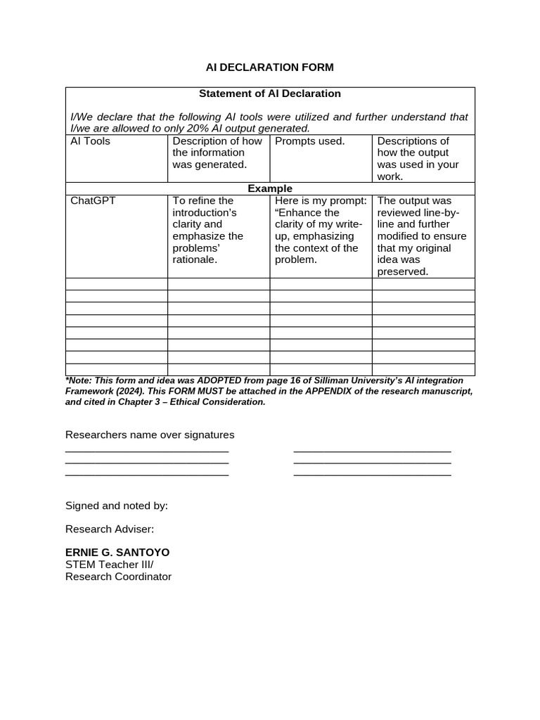 AI DECLARATION FORM Letter of Requests Survey Form | PDF | Employment | Human Resource Management