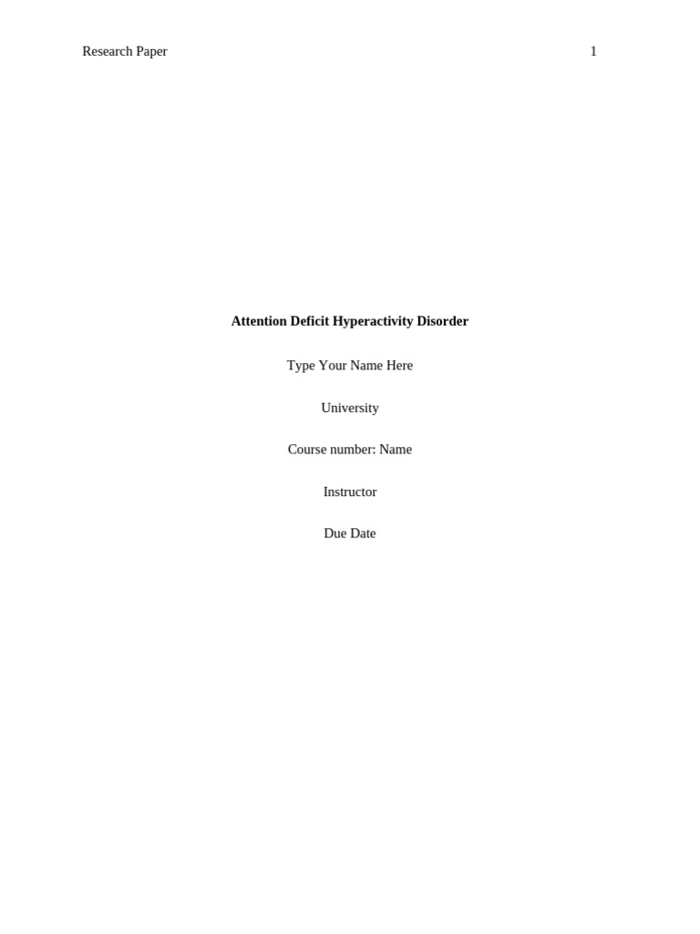 ADHD (Final project) | PDF | Attention Deficit Hyperactivity Disorder ...