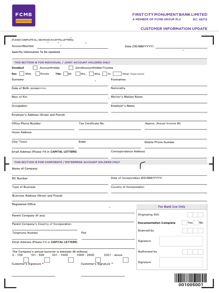 FCMB Form | PDF