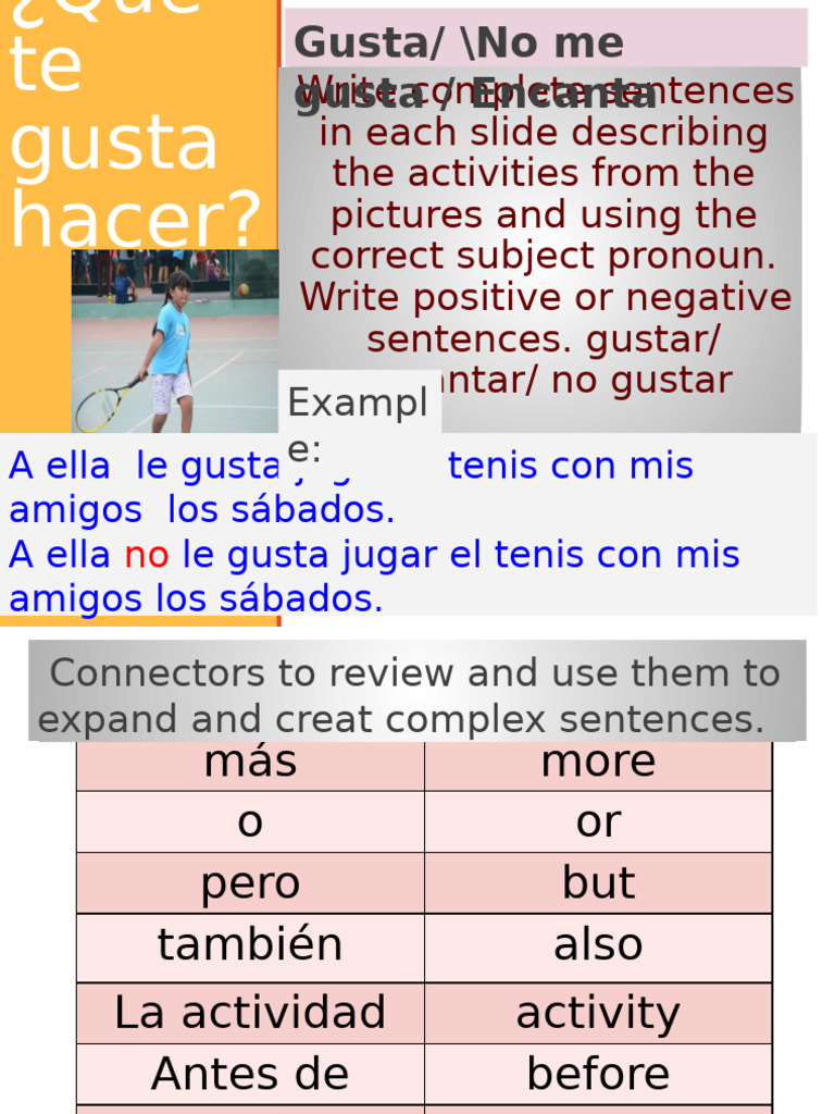 Copy of Vocabulary Slides que te gusta hacer_Wes (1) | PDF