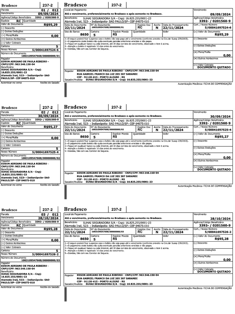 Edson Adriano - boletos | PDF