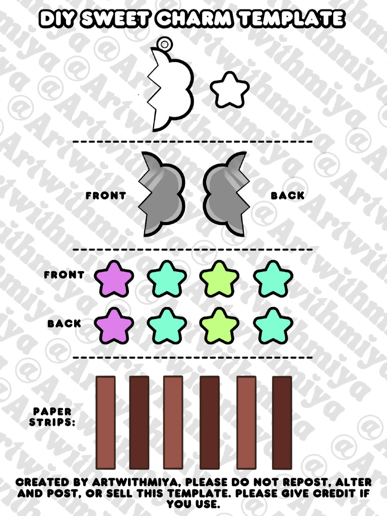 DIY Sweet Charm Trinket Template (Black & White + Color) | PDF