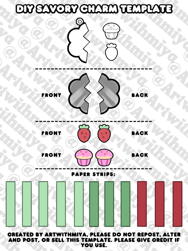 DIY Savory Charm Trinket Template (Black & White + Color) | PDF